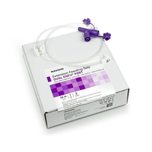 Mckesson Enteral Feeding Extension Set 24 Inch Enfit Y Port Right Angle Connector And Clamp