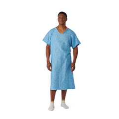 Patient Gown with Angle Back and Side Ties, Cascade Blue, One Size Fits ...