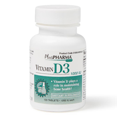 Gemini Pharmaceuticals Vitamin D-3 Tablet, 1000 IU, 100/Bottle - Gemini ...