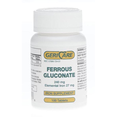 Medline Generic OTC Ferrous Gluconate, Tablets, 100 Bt (Fergon ...