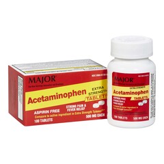 Major Pain Relief Major 500 mg Strength Acetaminophen Tablet 100 per ...