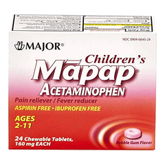 Mapap® Acetaminophen Children's Pain Relief / Fever Reducer, Bubble Gum ...