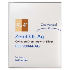ZeniCOL Ag Silver Collagen Dressing ZeniCOL Ag 4 X 4 Inch Square ...
