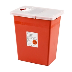 SharpSafety™ Sharps Container Gasketed Hinged Lid, Red 18 Gallon ...