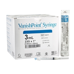 VanishPoint® Syringe with Hypodermic Needle, 100 EA/BX - Retractable ...