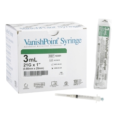 VanishPoint® Syringe with Hypodermic Needle, 100 EA/BX - Retractable ...