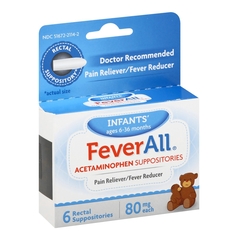 FeverAll Infants Pain Relief 80 mg Suppositories 6/Box - Betty Mills